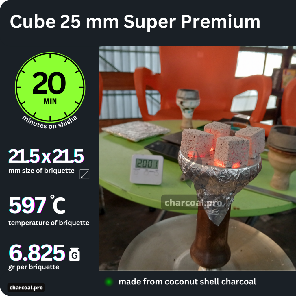 Shisha Charcoal Cube 25 Mm Super Premium