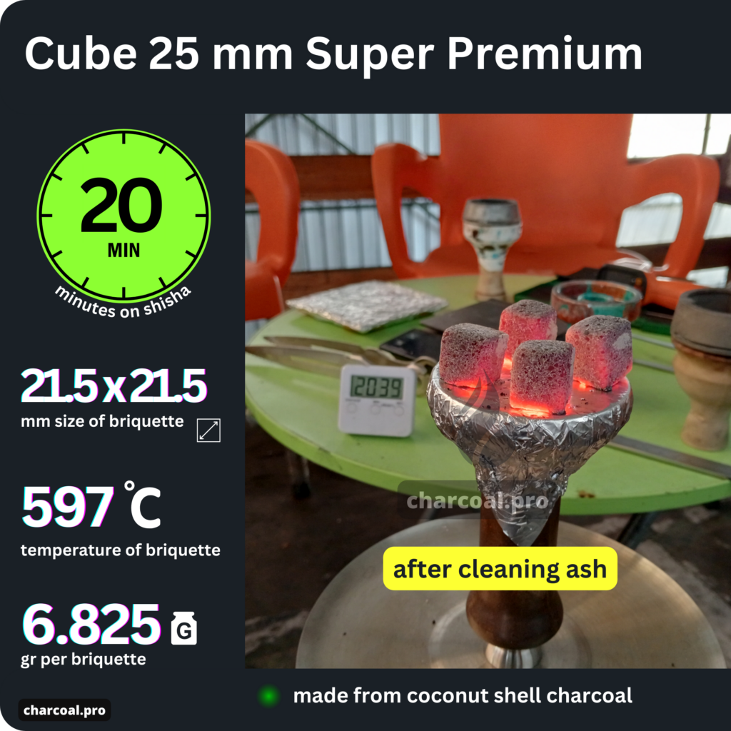 Shisha Charcoal Cube 25 Mm Super Premium