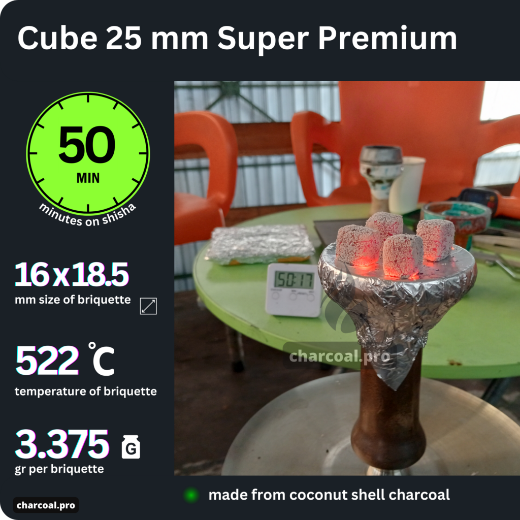 Shisha Charcoal Cube 25 Mm Super Premium